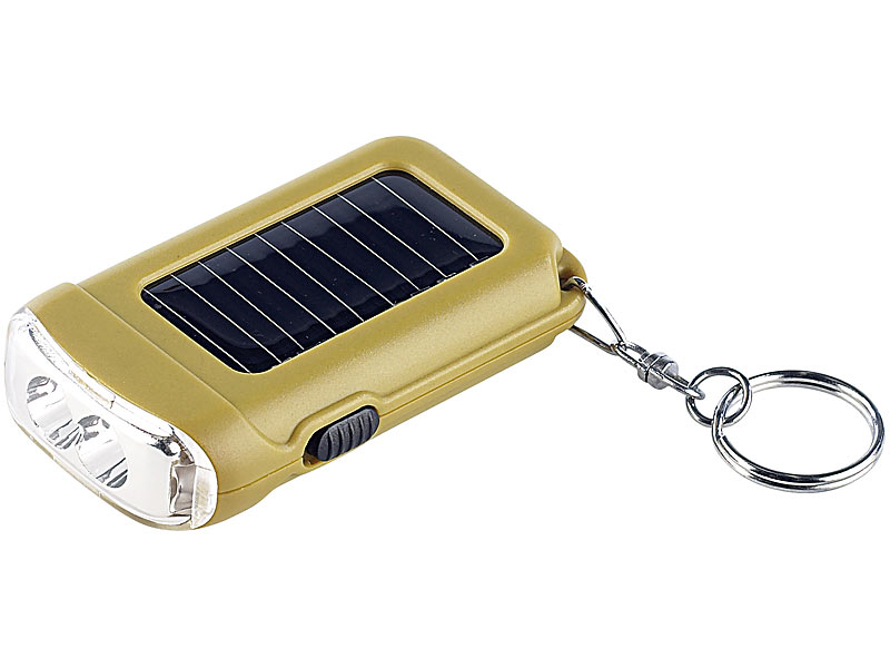 Lunartec Solar-LED-Taschenlampe mit Schlüsselanhänger
