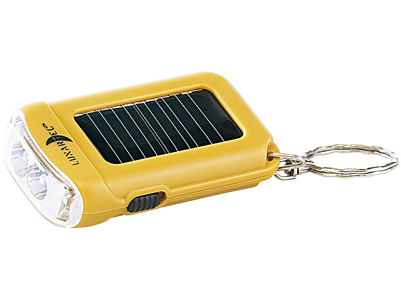 Lunartec Solar-LED-Taschenlampe mit Schlüsselanhänger