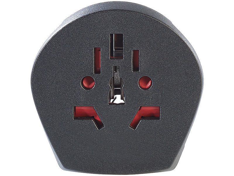Reisestecker-Adapter Welt - Deutschland/Europa, mit Schutzkontakt