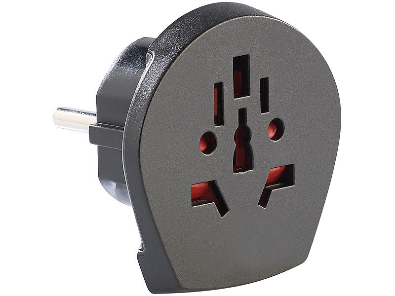 Reisestecker-Adapter Welt - Deutschland/Europa, mit Schutzkontakt