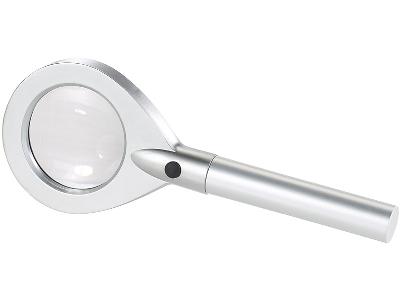 PEARL LED-Lupe mit Ringbeleuchtung aus 10 LEDs und Aluminium-Rahmen