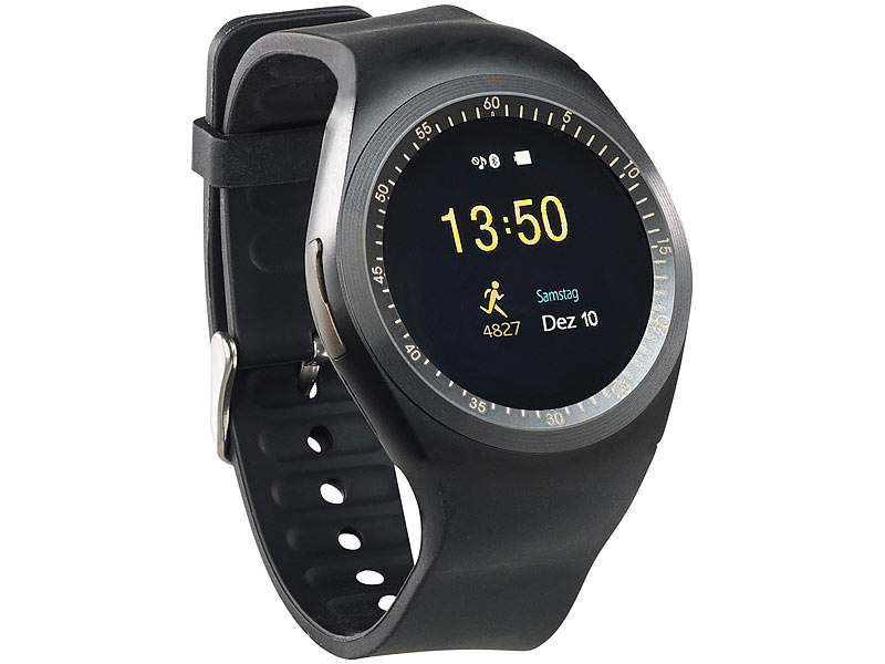 simvalley Mobile 2in1-Uhren-Handy & Smartwatch für Android, rundes ...