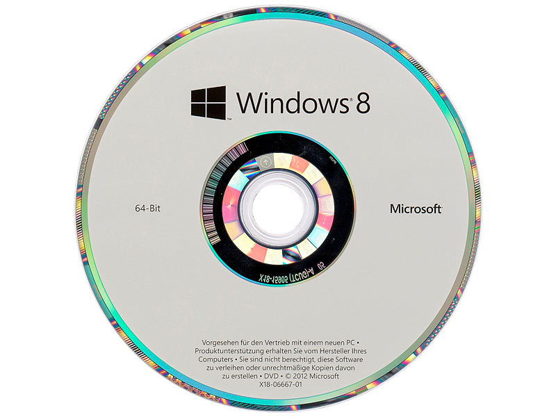 Microsoft Windows 8 OEM 64-Bit (updatefähig auf 8.1)
