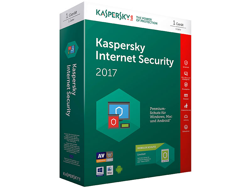 Kaspersky Internet Security 2017 1 PC/Mac + Internet Security Android