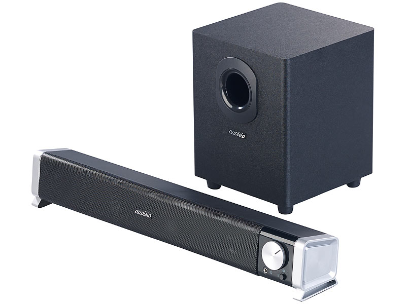 auvisio 2.1-Soundbar mit externem Subwoofer für PC und TV, Bluetooth ...