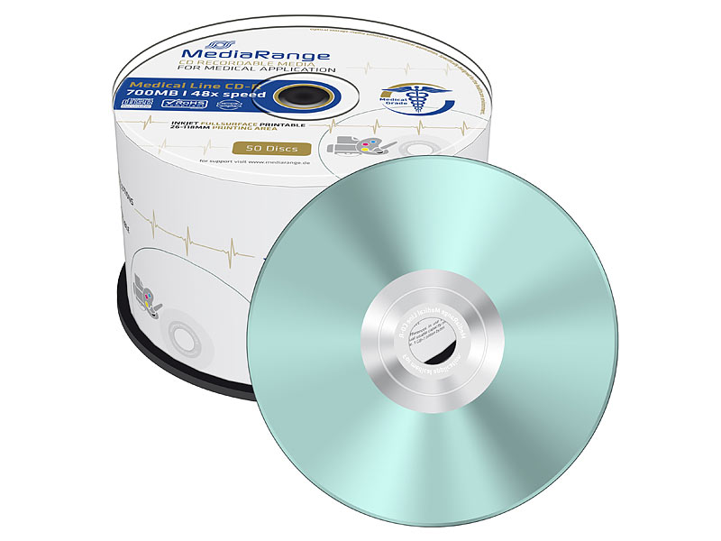 Medical Line CD-R 700 MB, 48x, Full-surface-printable, 50er-Spindel