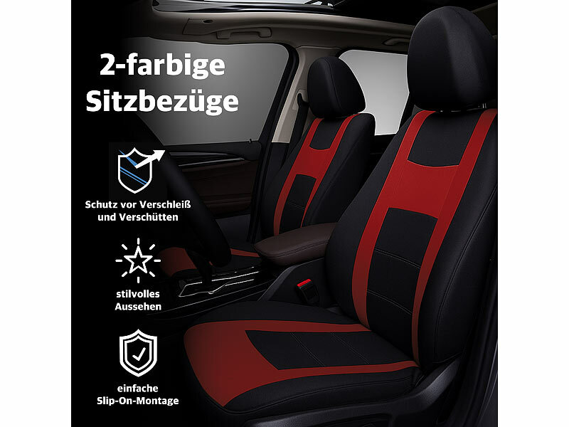 Lescars Kfz Sitzauflagen: 9-tlg. Autositzbezüge-Set mit ...