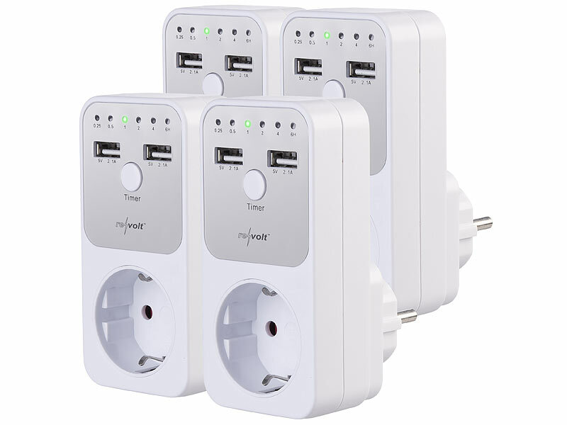 revolt USB Ladegeräte Netzteil: 4er-Set digitale Dual-USB- & 230-V ...