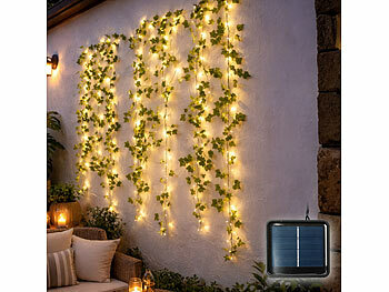 Lunartec LED-Solar-Efeu-Lichterkette mit 120 LEDs, 8 Modi, 12 Meter, IP44