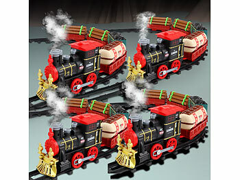 Playtastic Zug Spielzeug: 4er-Set Batteriebetriebene Züge mit Dampf ...