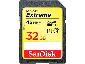 SanDisk Extreme SDHC-Speicherkarte 32GB, 45 MB/s Class 10 UHS-I, U1