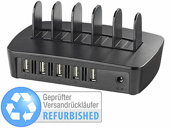 revolt 5-Port-USB-Profi-Ladestation mit Smart Power, Versandrückläufer