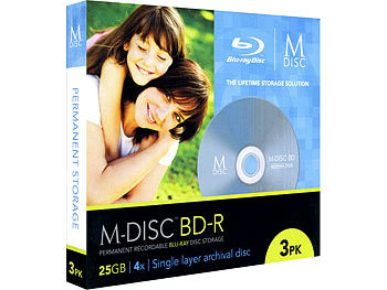 BD-R M-DISC, Blu-ray-Archivmedium, 25 GB, 4x, 3er-Slimcase