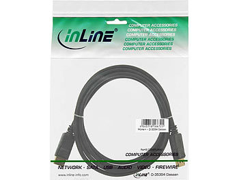 inLine DisplayPort-1.2-Kabel, 2 m, unterstützt 3D (Full HD) und 4K UHD