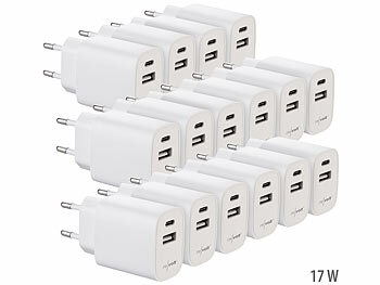 revolt Schnelllade-Netzteil: 16er-Spar-Pack 2-Port-USB-Netzteile, USB-A ...