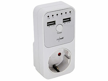 revolt USB Zeitschaltuhr: 2er-Set digitale Dual-USB- & 230-V-Steckdosen ...