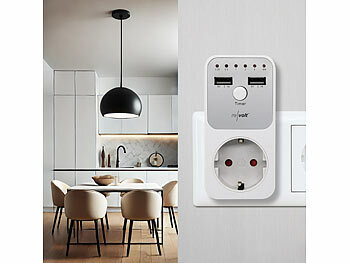 revolt USB Zeitschaltuhr: 2er-Set digitale Dual-USB- & 230-V-Steckdosen ...