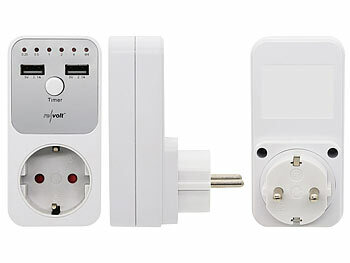 revolt USB Zeitschaltuhr: 2er-Set digitale Dual-USB- & 230-V-Steckdosen ...