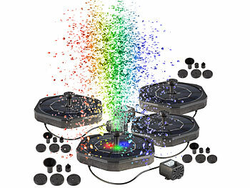 Royal Gardineer 4er-Set LED-Solar-Springbrunnen, 2 W, 4 RGB-LEDs, 1.200 ...