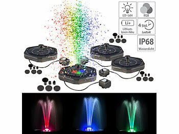 Royal Gardineer 4er-Set LED-Solar-Springbrunnen, 2 W, 4 RGB-LEDs, 1.200 ...