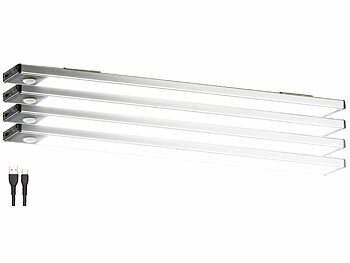 Lunartec LED Lichtleiste Schrank: 4er-Set Akku-LED-Lichtleiste, Licht ...